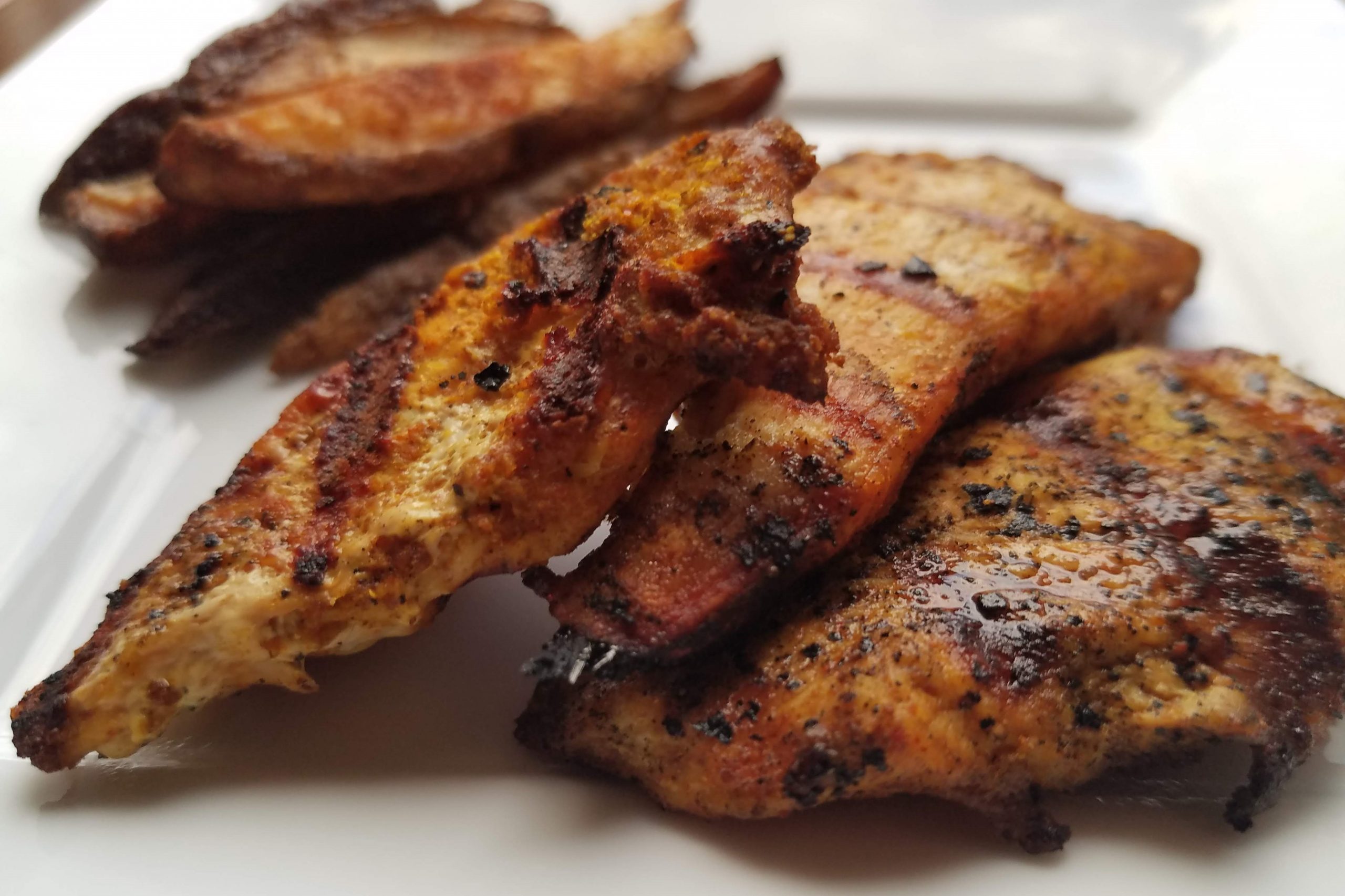 Grilled Curry Chicken Recipe with Coriander Cumin Fries - Simply Savor